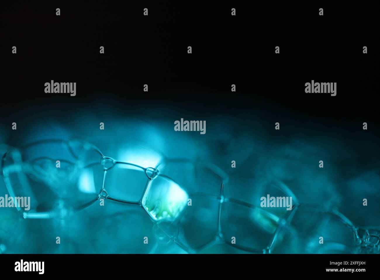 Blue bubbles in macro, connection of bubbles in macro, cell from liquid ...