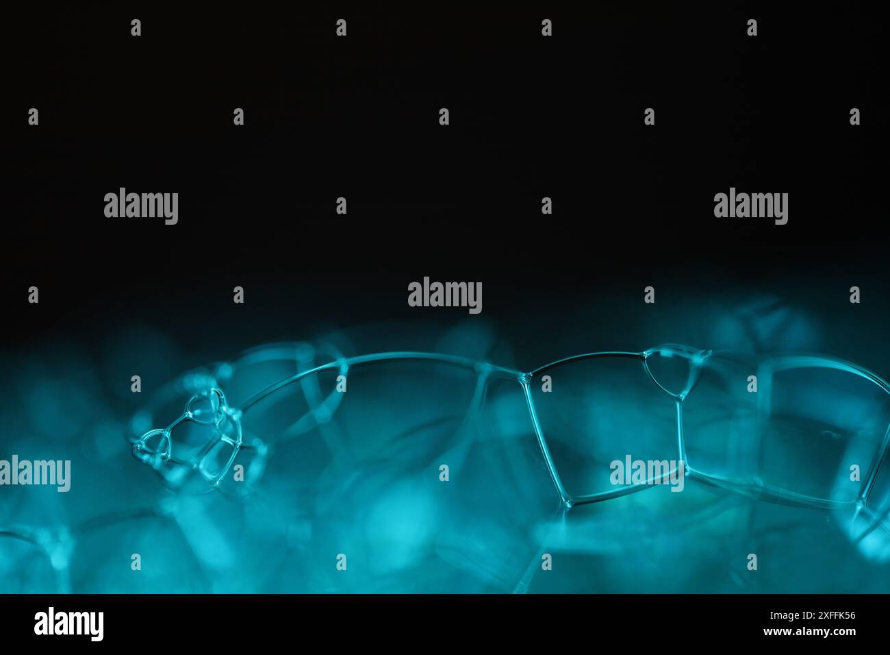 Blue bubbles in macro, connection of bubbles in macro, cell from liquid ...