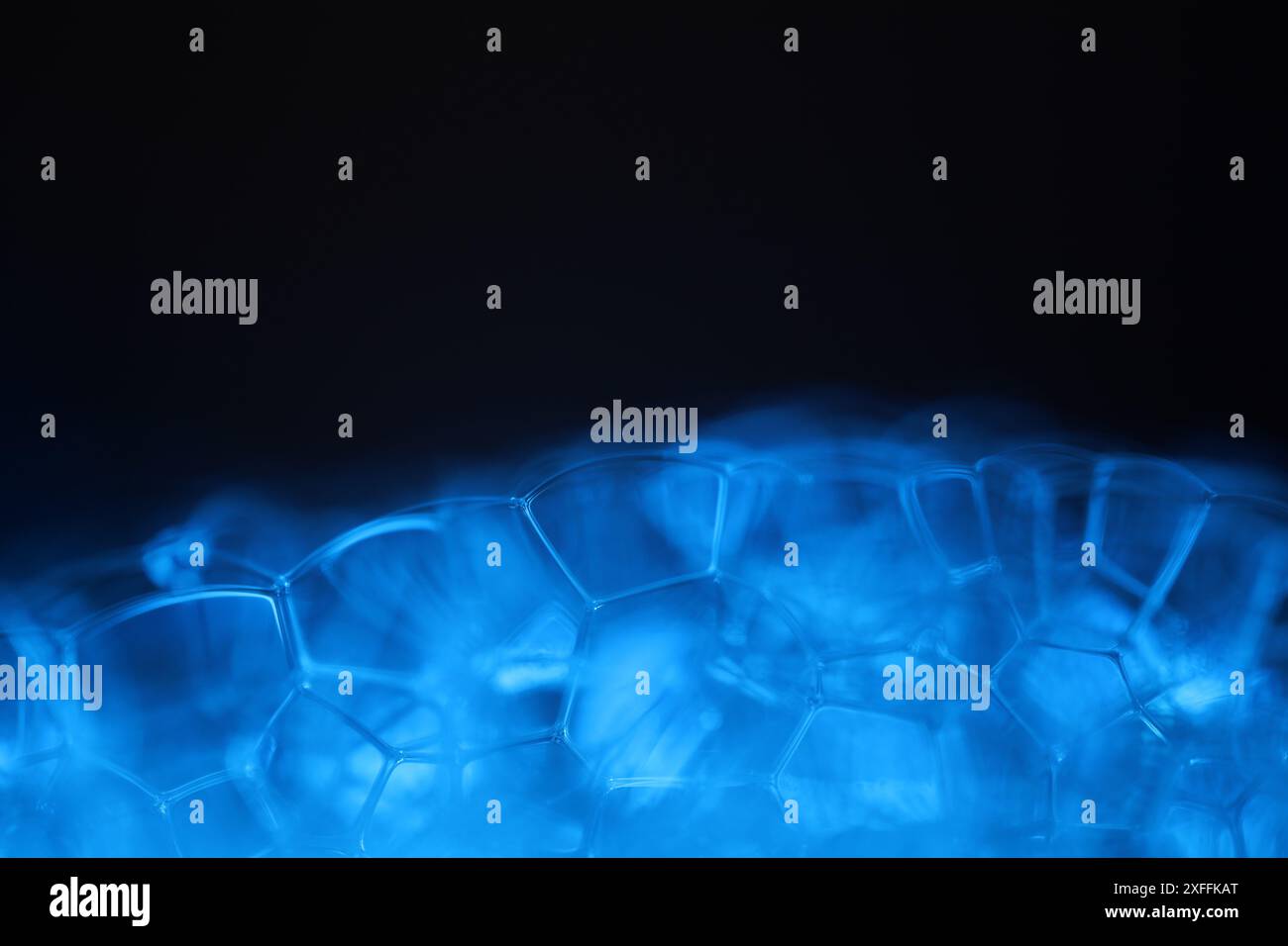 Blue bubbles in macro, connection of bubbles in macro, cell from liquid ...