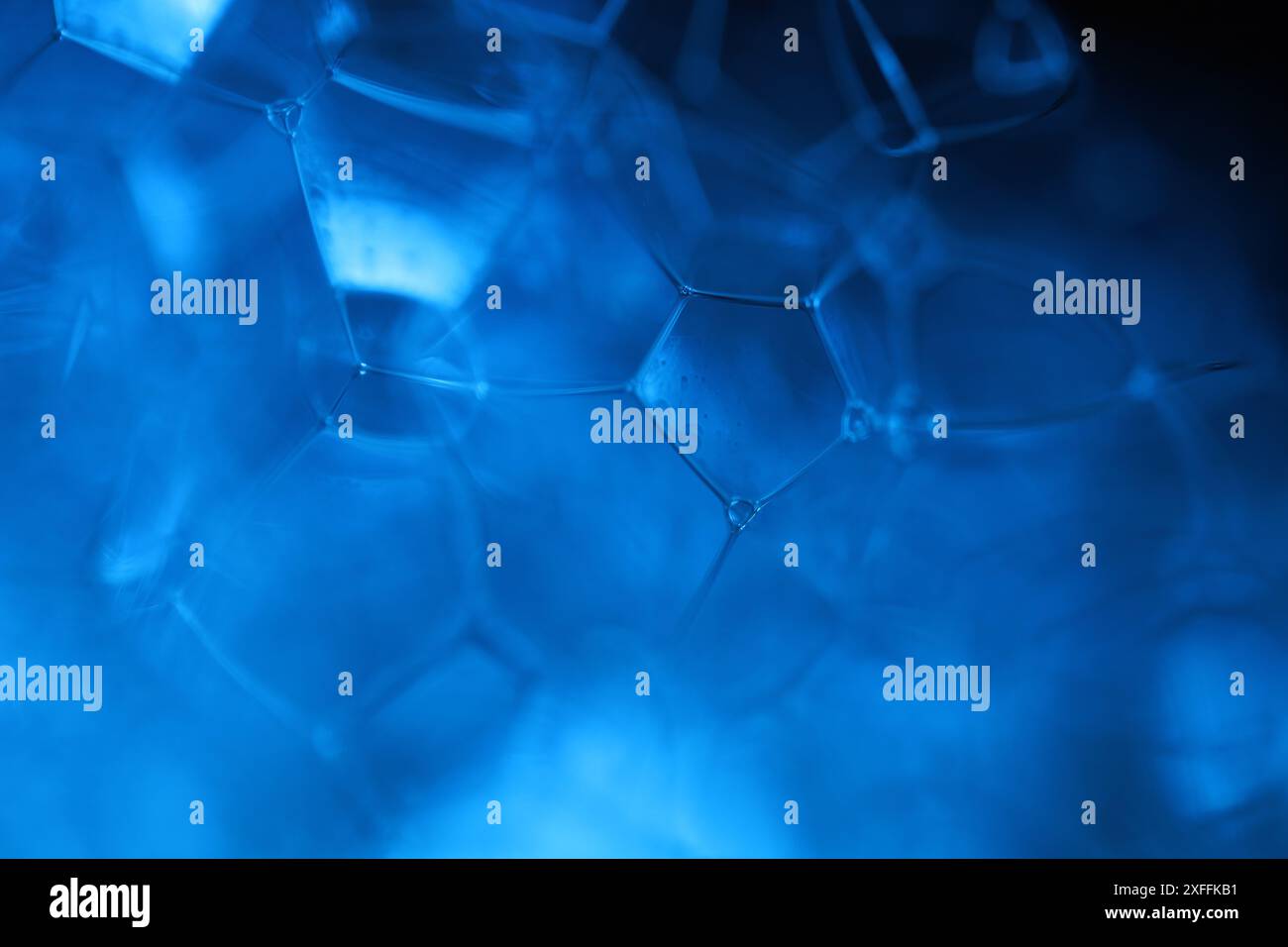 Blue bubbles in macro, connection of bubbles in macro, cell from liquid ...