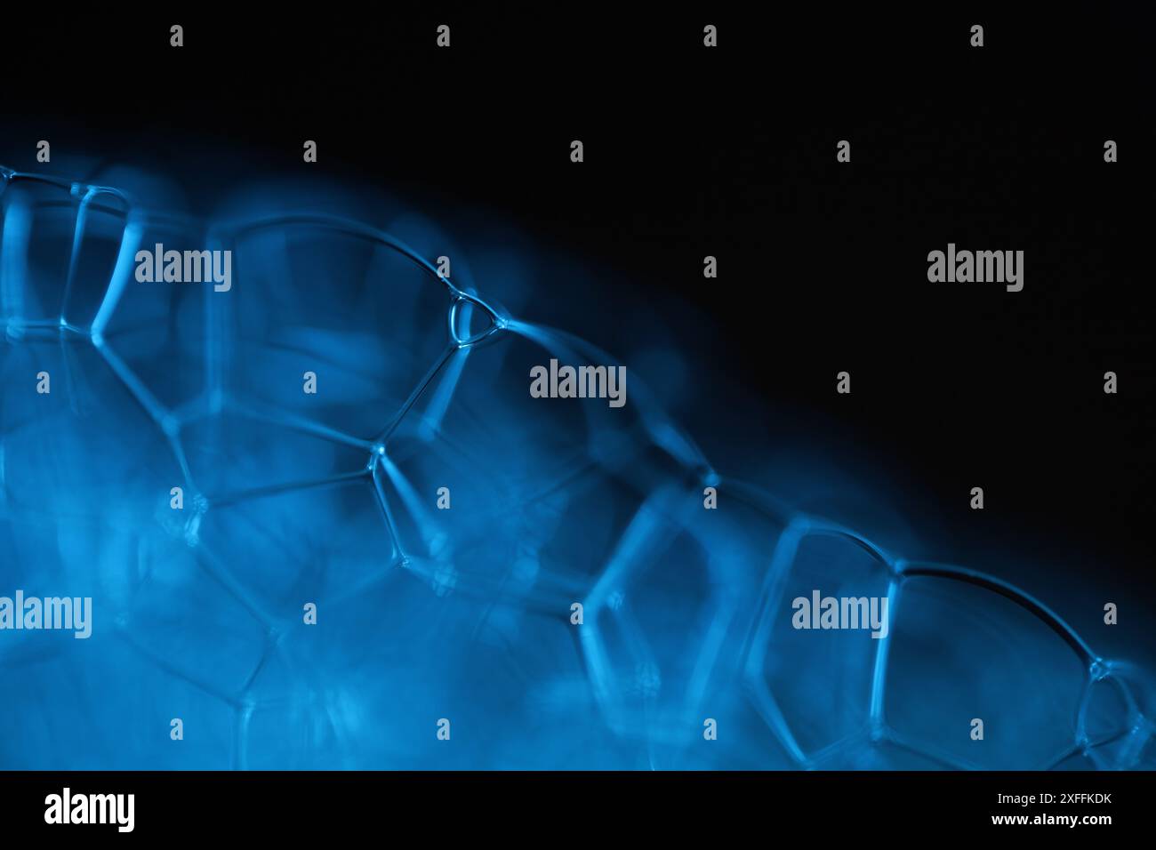 Blue bubbles in macro, connection of bubbles in macro, cell from liquid ...