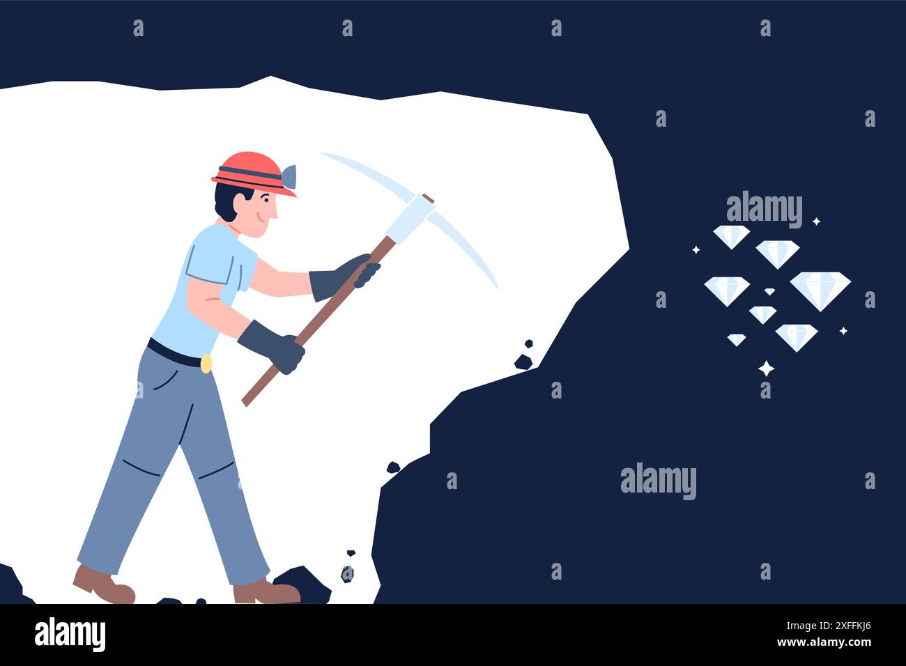 Miner at work digging tunnel. Metaphor of hard work, success and ...