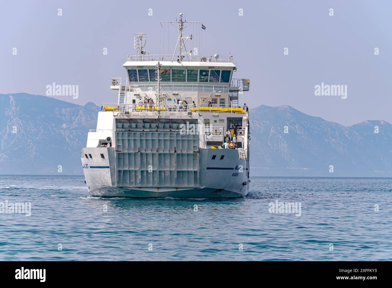 The ferry ship in harbor Stock Photo - Alamy