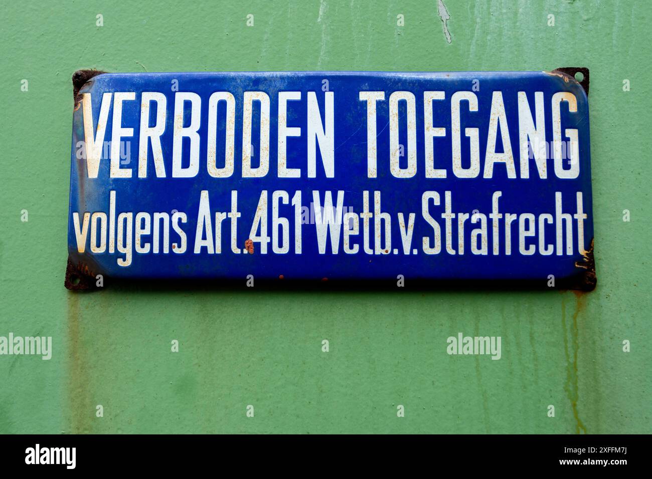 Prohibition Sign Prohibition sign, mounted on a green, industrial ...