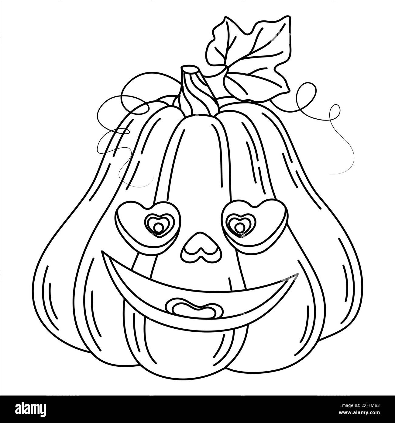 Halloween pumpkin head Coloring page. Cute and scary halloween pumpkin ...