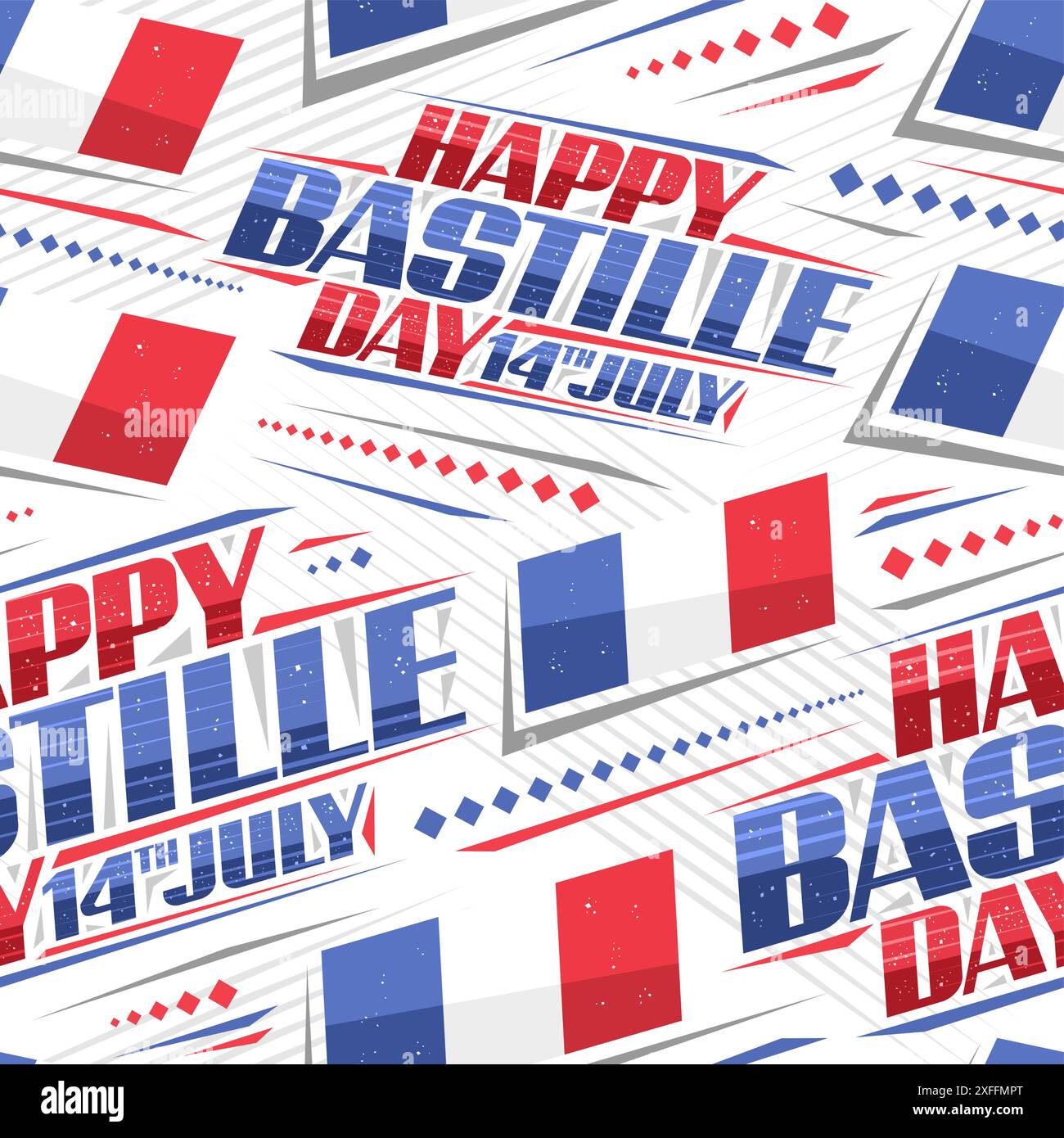 Vector seamless pattern for Bastille Day, square background with ...