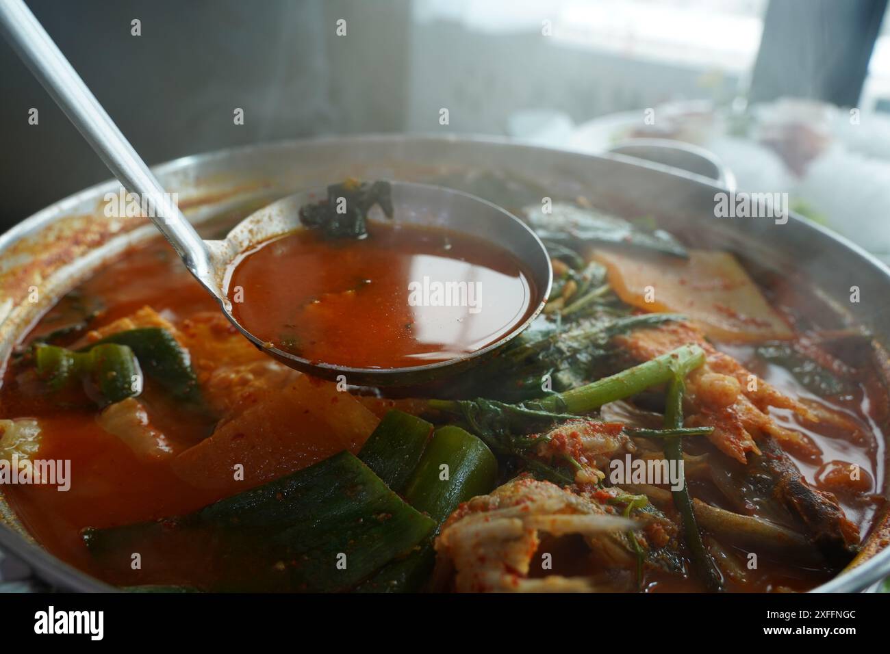 Korean fish stew made with plenty of red pepper powder and seasoned ...