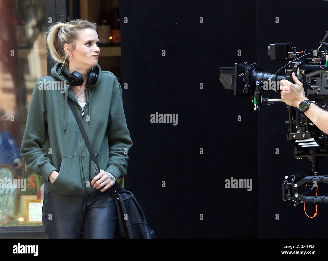 Abby Lee, on location filming Netflix TV mini series Black Rabbit ...