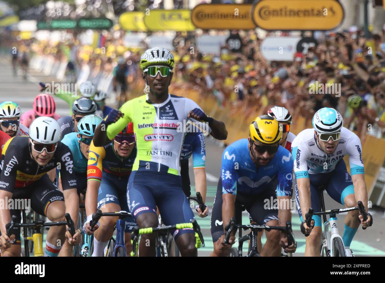 Biniam Girmay winner of stage 3 Tour de France 2024 Stock Photo - Alamy