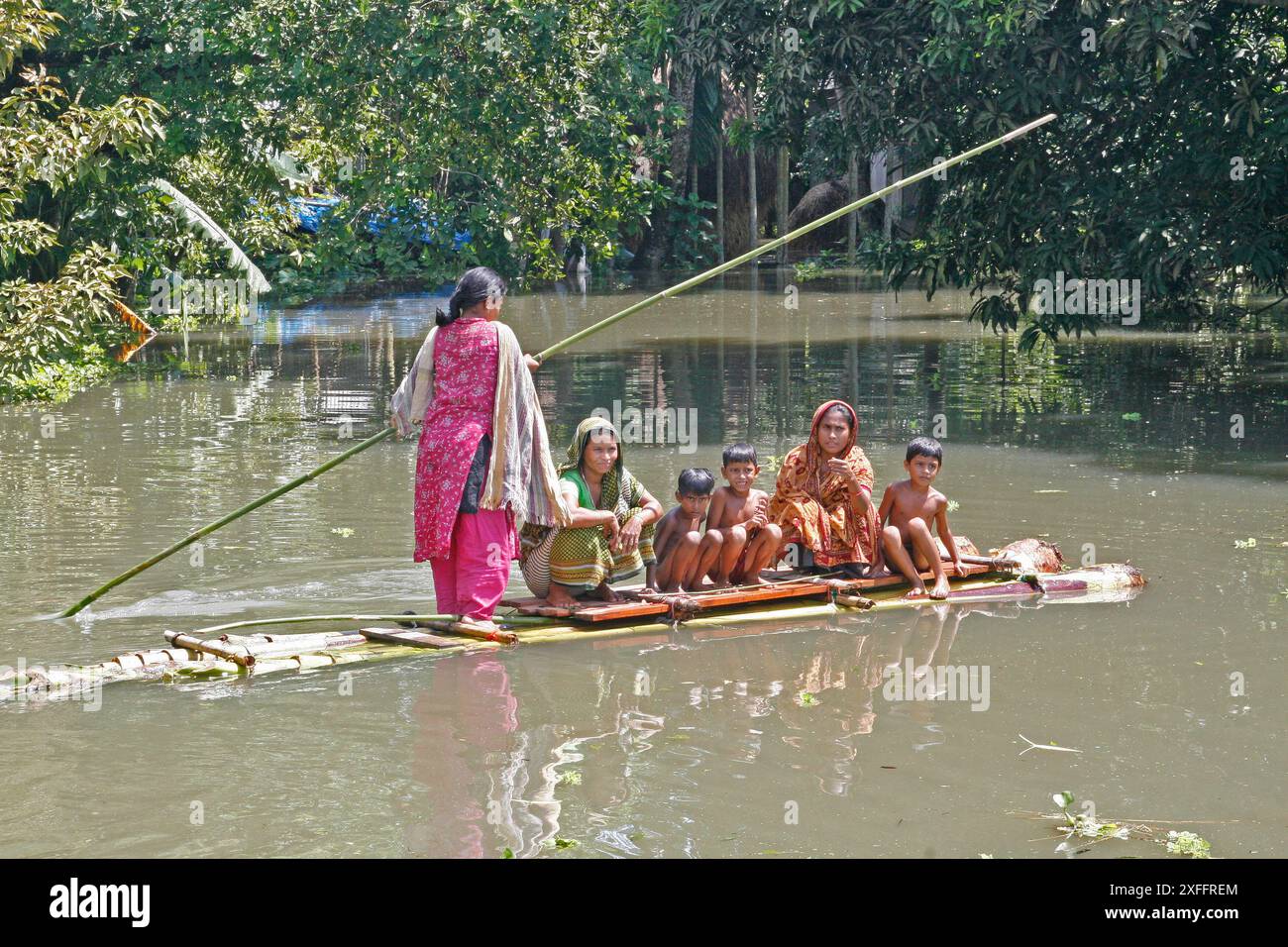 People using raft to go one place to another during flood at Sibaloy ...
