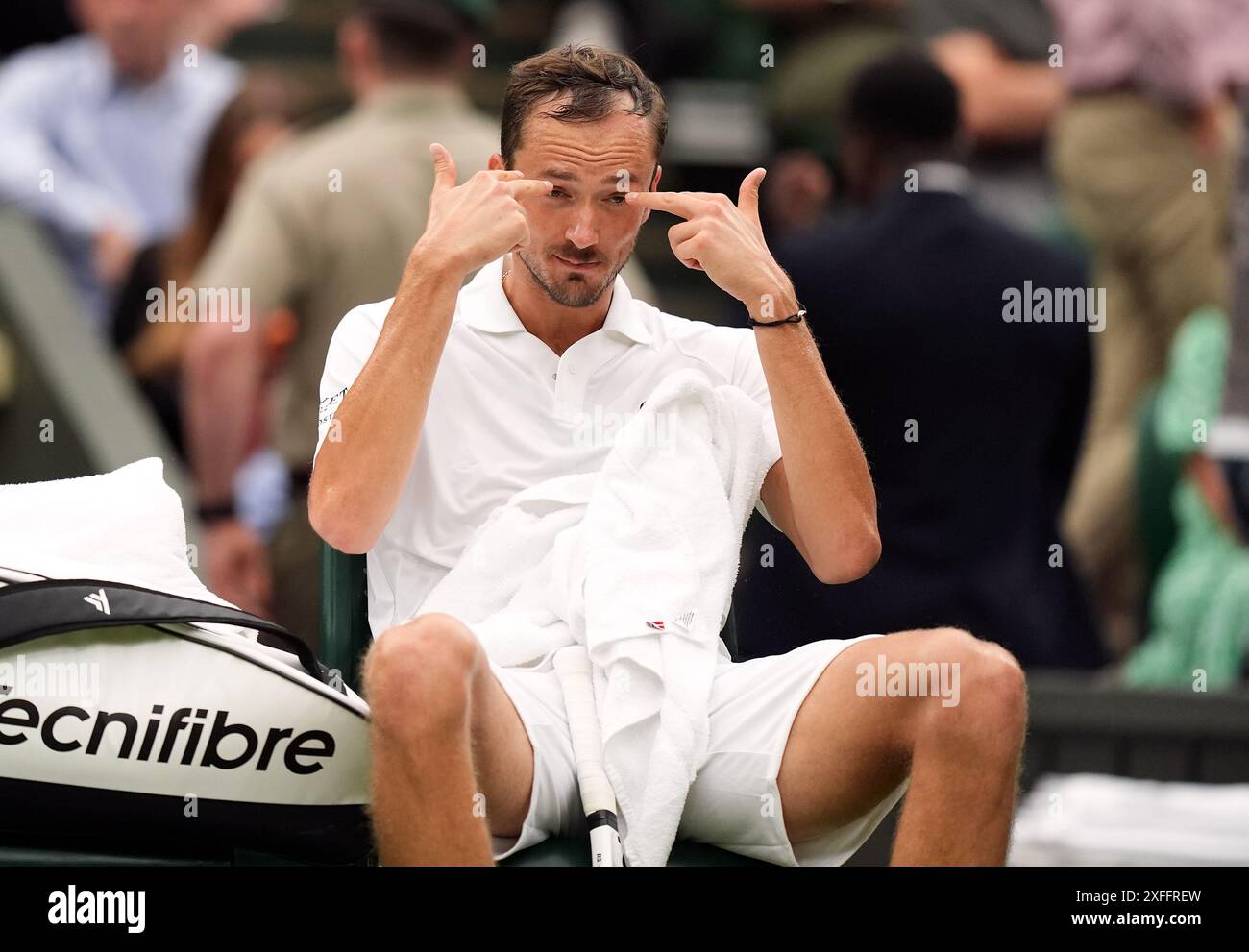 Daniil Medvedev reacts during his match against Alexandre Muller (not ...