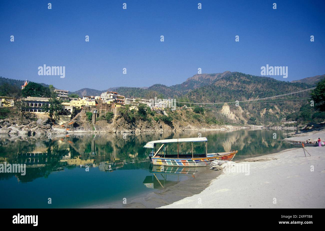 the Holy Ganges River with the city of Rishikesh in the Province ...
