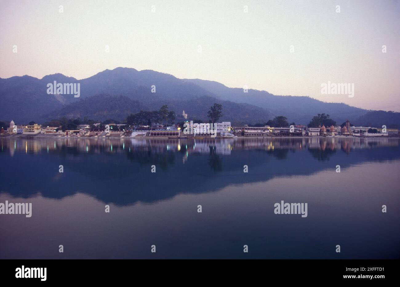 the Holy Ganges River with the city of Rishikesh in the Province ...