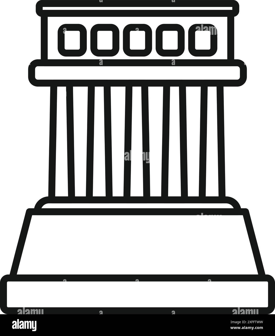 Simple line drawing of greek columns standing tall on a base ...