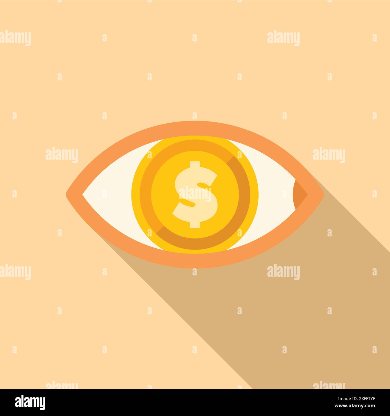 Human eye looking at golden coin with dollar sign inside, concept of ...