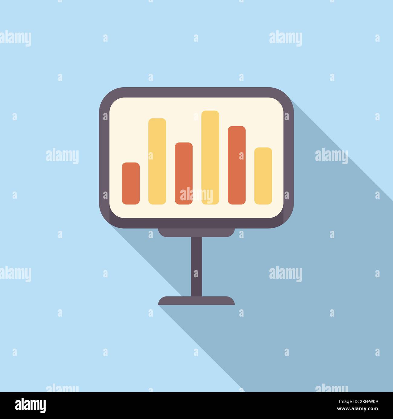Office presentation screen displaying charts for business reports and ...