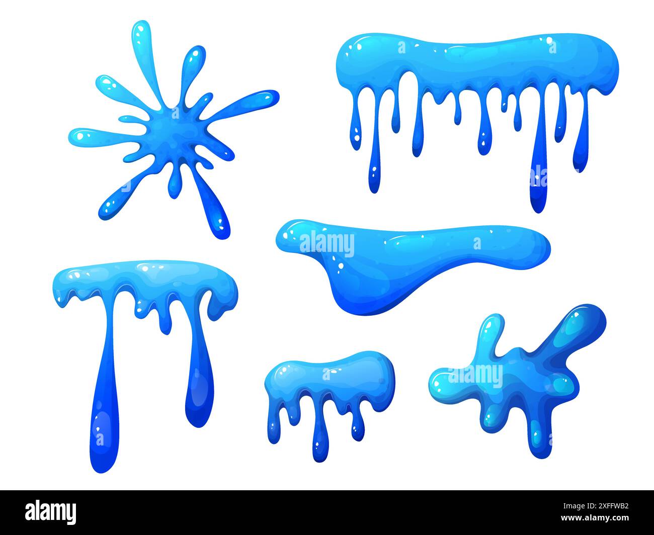 Splat slime mucus. Sticky liquid goo spots and blobs. Colorful jelly ...