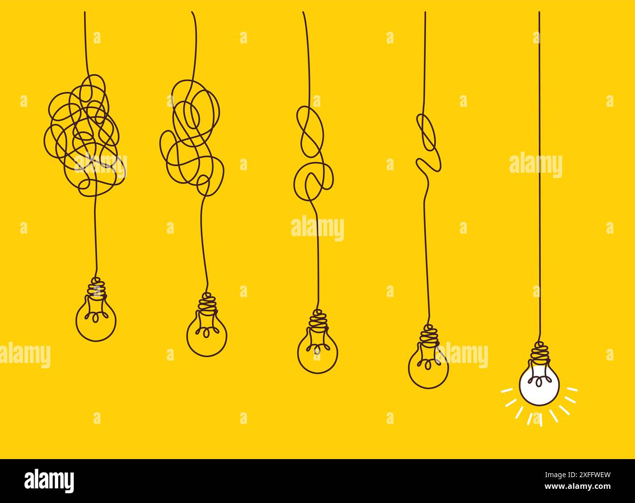 Confusion clarity or path concept idea with lightbulbs. Journey of ...