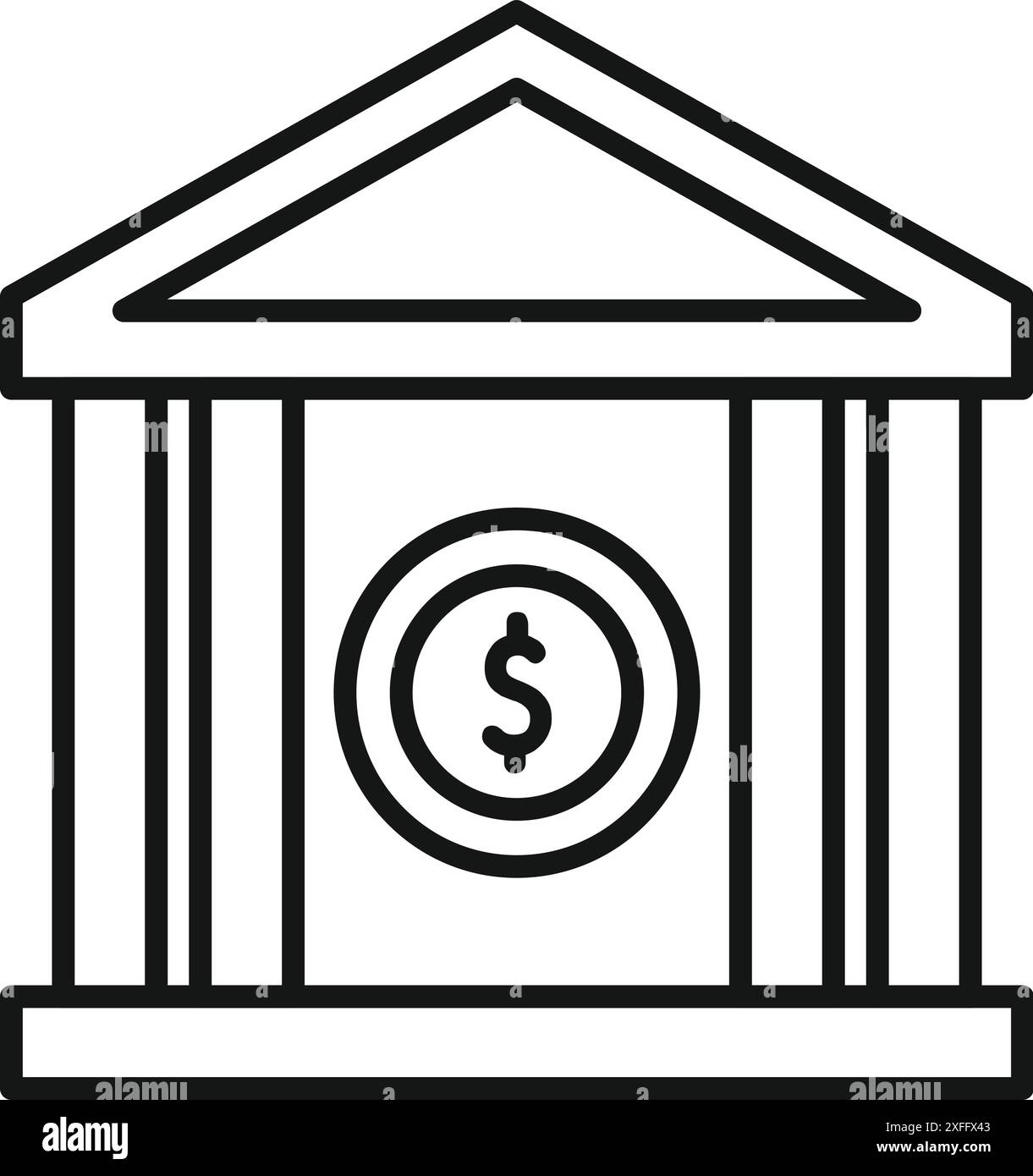 Line drawing of a bank building showing the concept of finance Stock ...