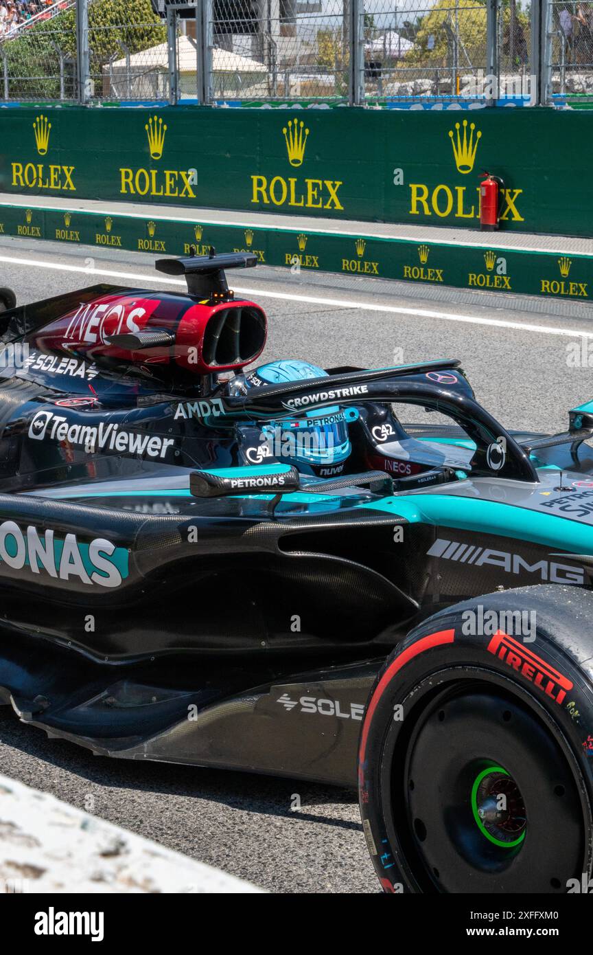 Montmelò, Barcelona Spain - 06 23 2024: F1 drivers and Formula 1 cars ...