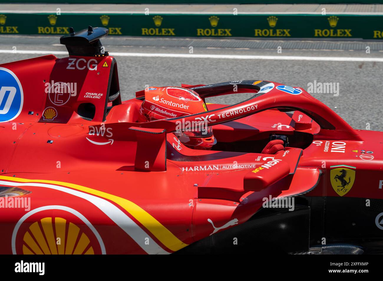 Montmelò, Barcelona Spain - 06 23 2024: F1 drivers and Formula 1 cars at Spanish GP Spain 2024 ...