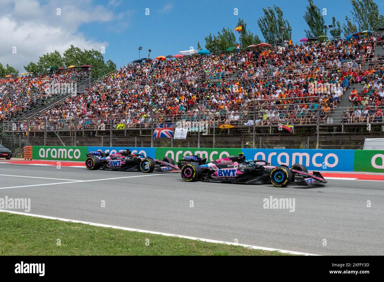 Montmelò, Barcelona Spain - 06 23 2024: F1 drivers and Formula 1 cars ...