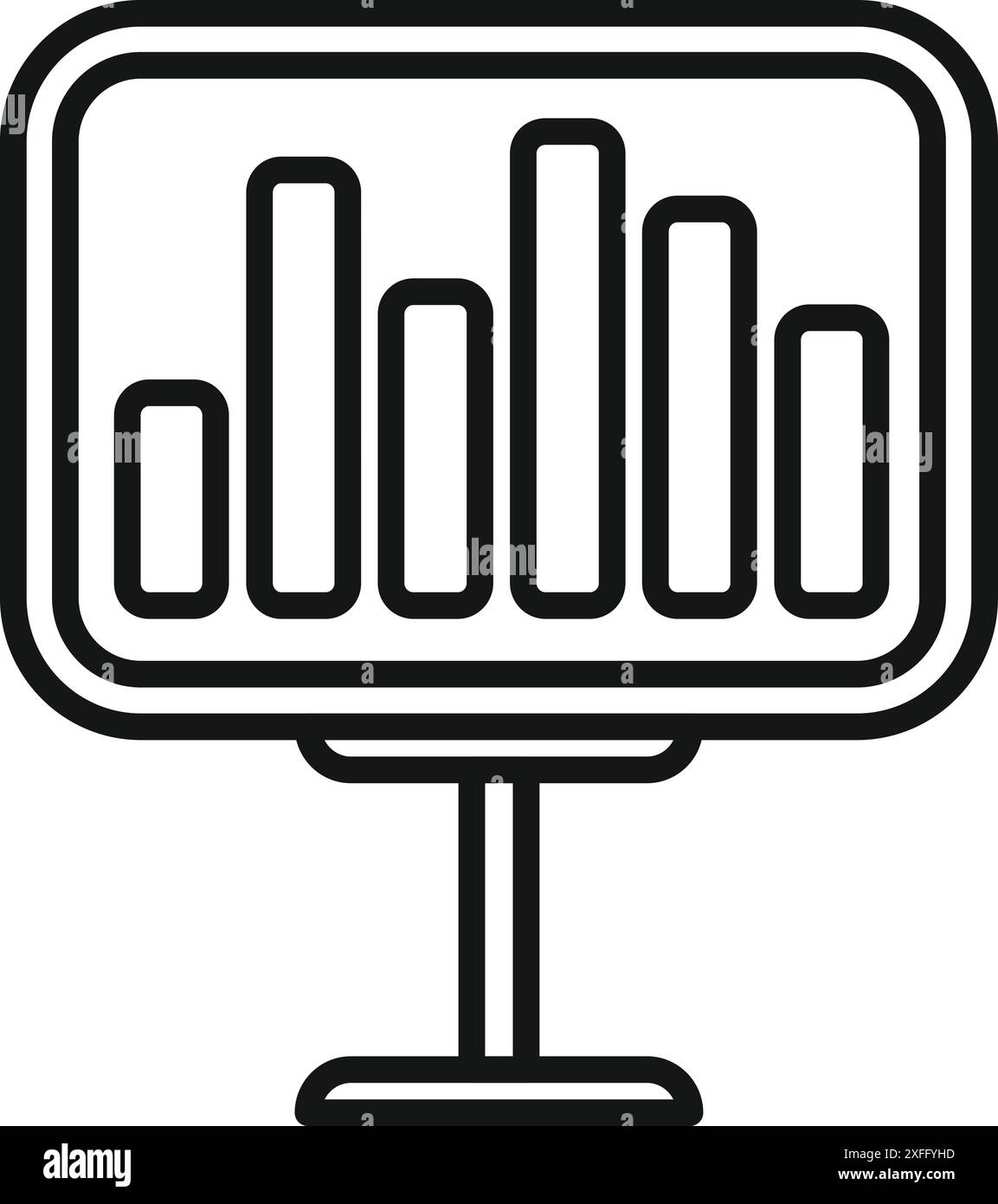 Business presentation screen is displaying a bar chart with important ...