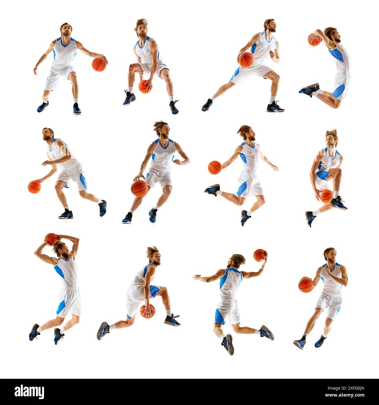 Set of professional basketball player, dynamic image of focused man ...