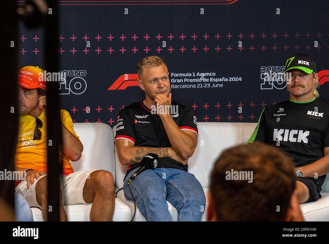 Montmelò, Barcelona Spain - 06 23 2024: F1 drivers and Formula 1 cars ...
