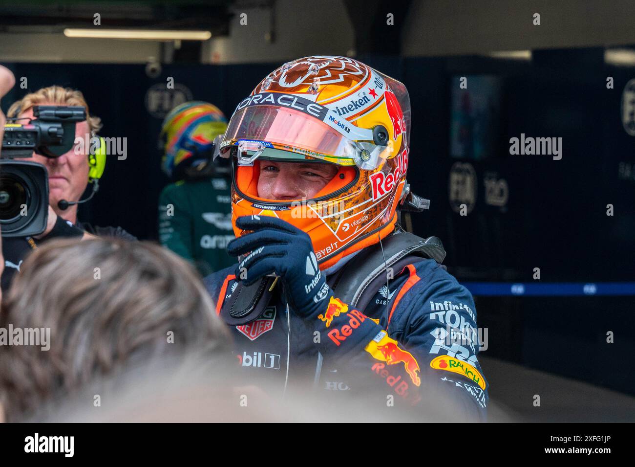 Montmelò, Barcelona Spain - 06 23 2024: F1 drivers and Formula 1 cars ...