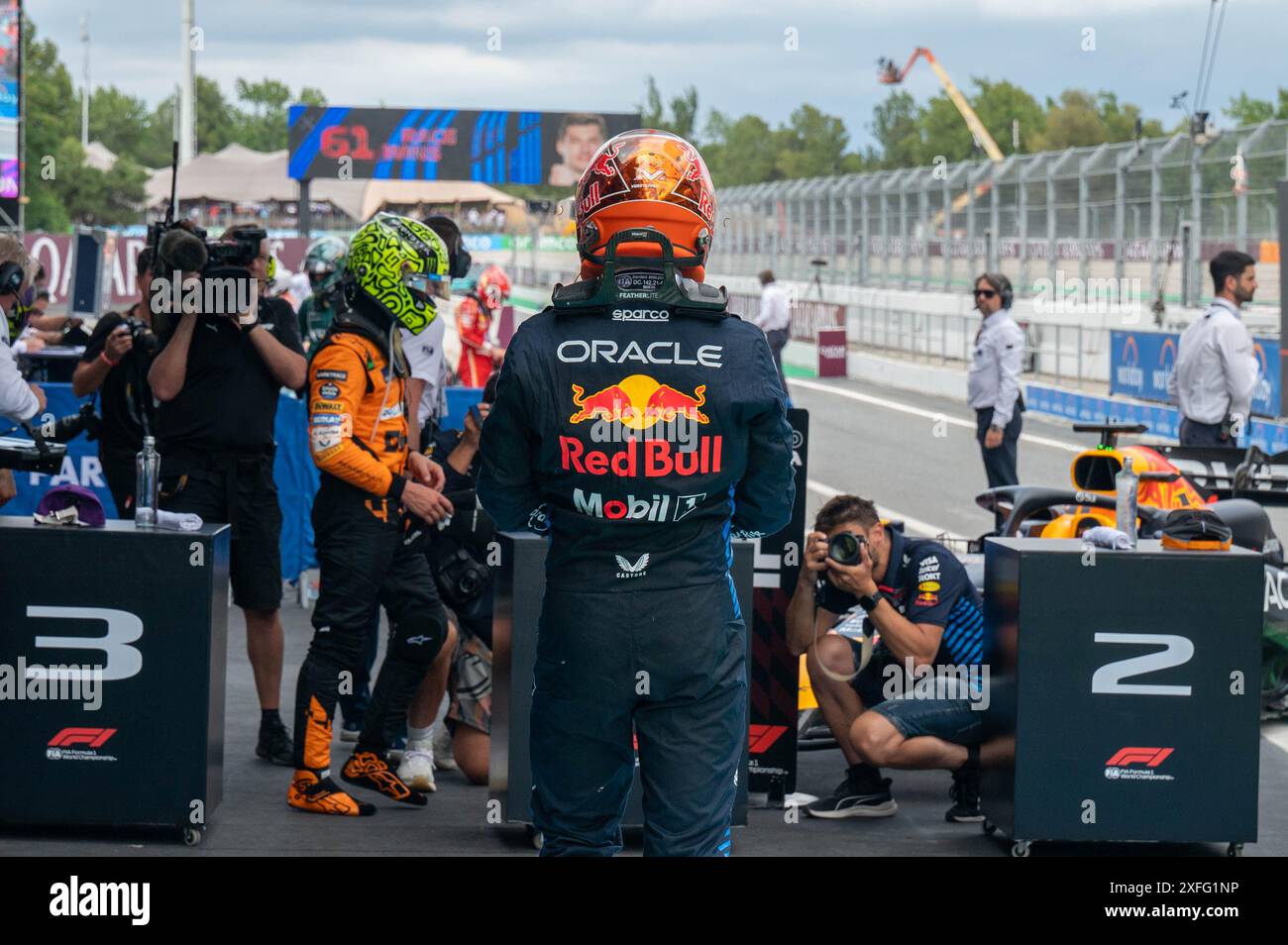 Montmelò, Barcelona Spain - 06 23 2024: F1 drivers and Formula 1 cars at Spanish GP Spain 2024 ...