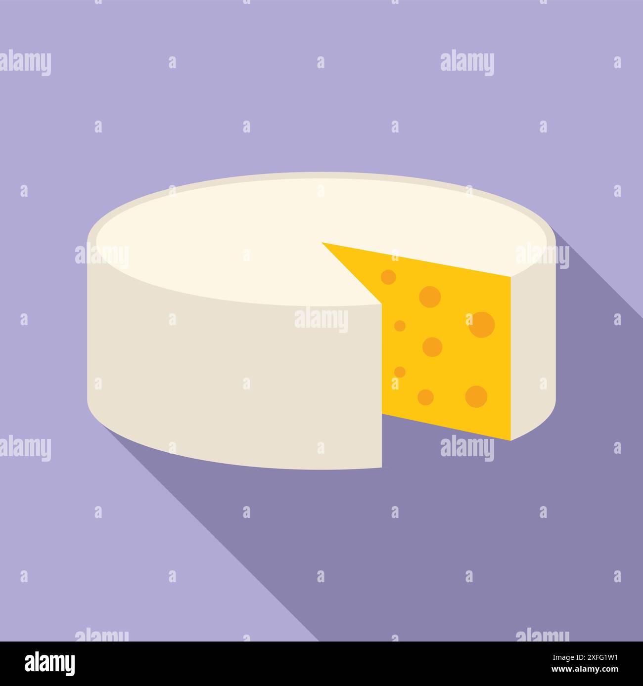 Round cheese wheel with a slice cut out, illustrating concepts of food ...
