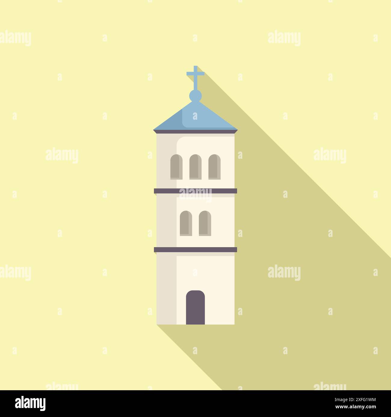 Simple illustration of a church tower with a long shadow, perfect for ...
