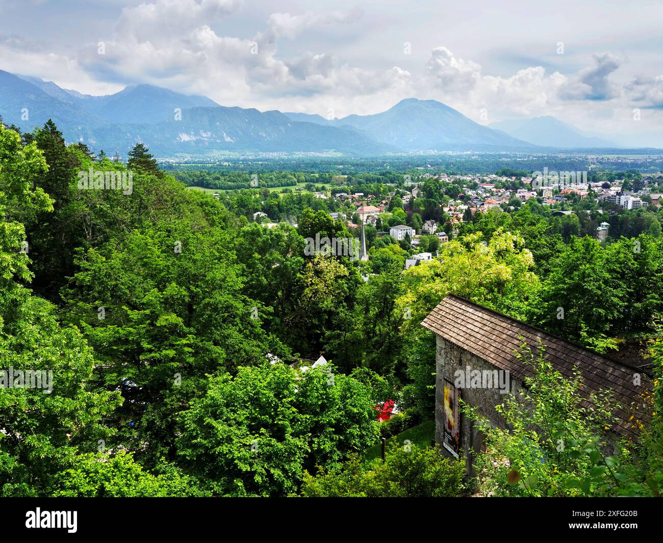 View over the village of Bled from Bled Castle Bled Upper Carniola ...