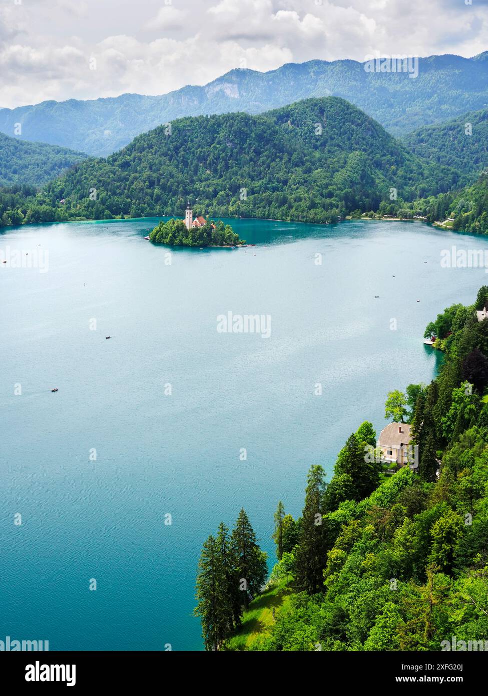 Bled Island in Lake Bled viewed from Bled Castle Bled Upper Carniola ...