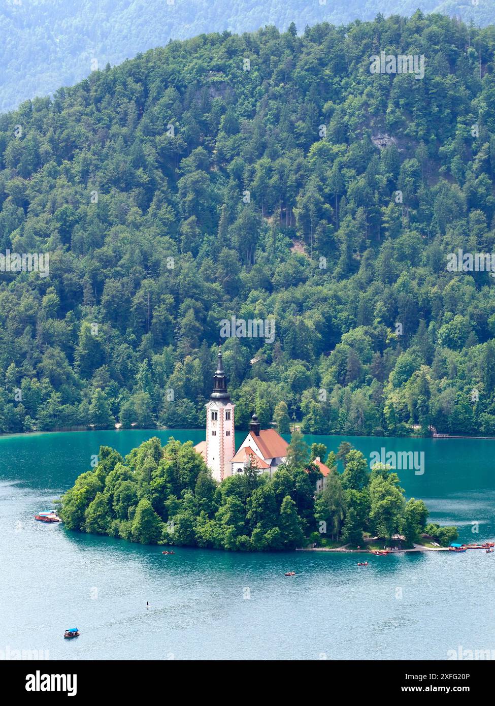 Bled Island in Lake Bled viewed from Bled Castle Bled Upper Carniola ...