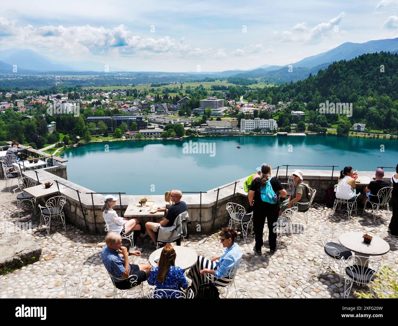 View over the village of Bled from Bled Castle Bled Upper Carniola ...