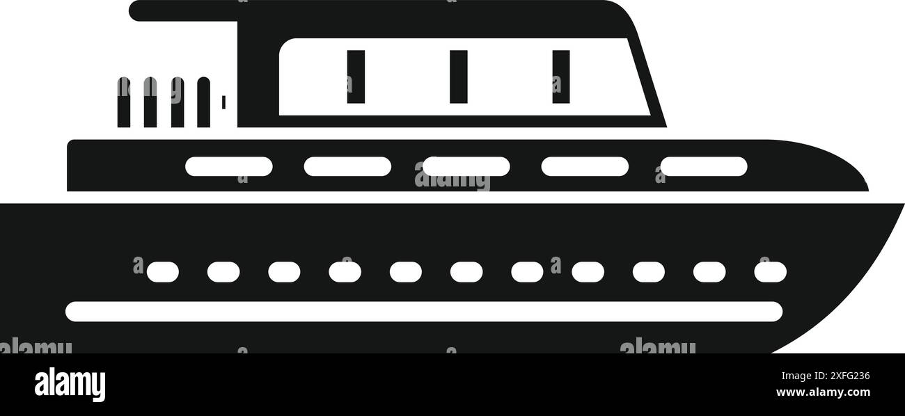 Simple icon of a large passenger ship sailing on water, designed in ...