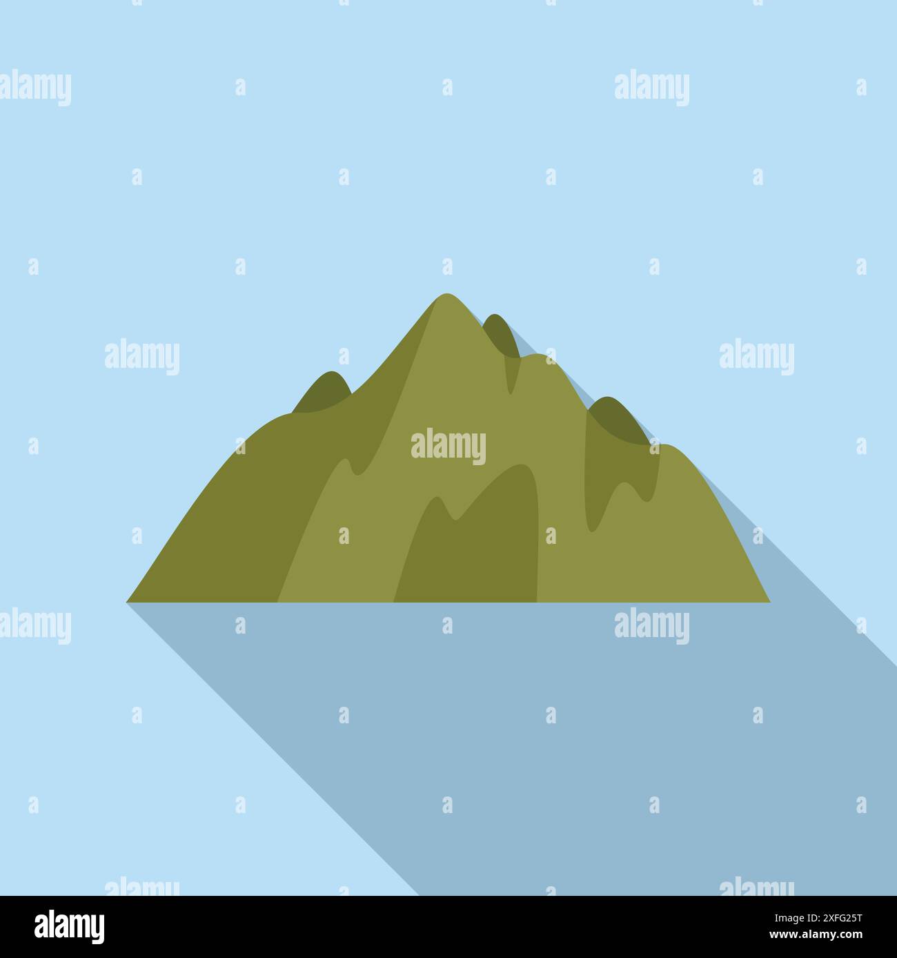 Single green mountain peak is casting a long shadow on the ground Stock ...