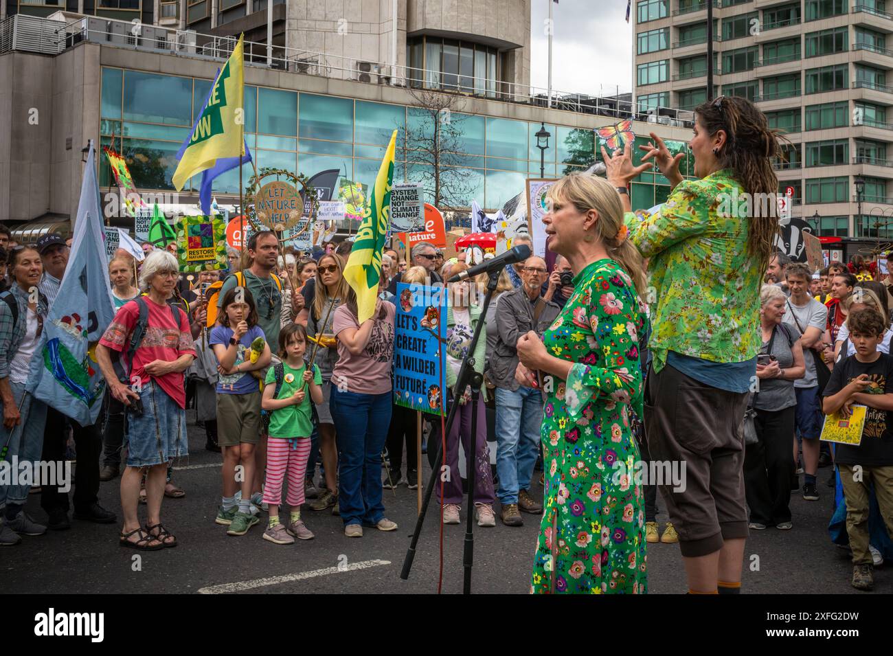 London / UK - Jun 22 2024: An activist speaks with a sign language ...