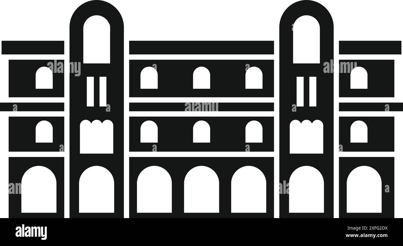 Building facade with arched windows and doors is representing modern ...