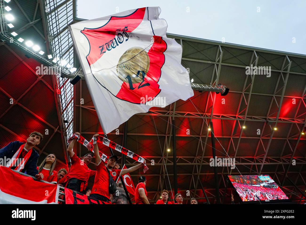 Leipzig, Germany. 02nd July, 2024. Austria fans with flag during the ...