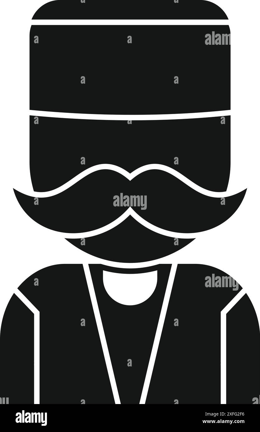 Black and white illustration of a turkish man wearing traditional ...