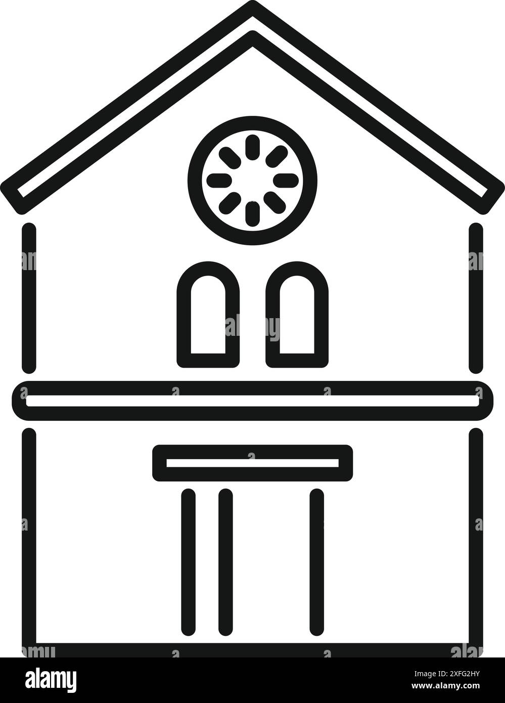 Simple line drawing of a courthouse building with columns and a round ...