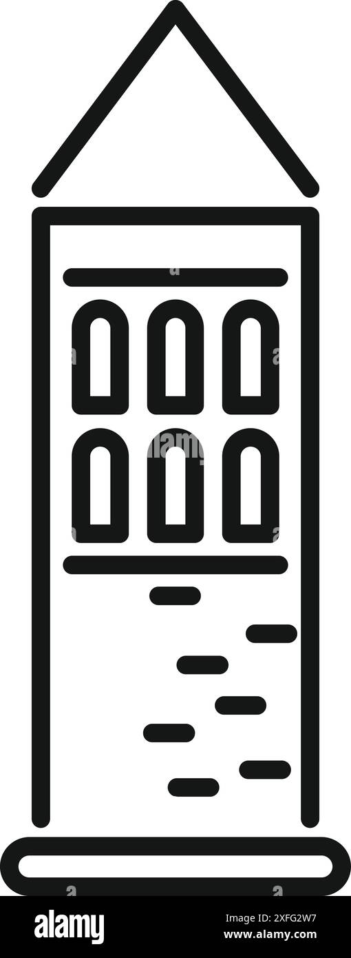 Simple line icon of a tall tower with arched windows, suitable for use ...