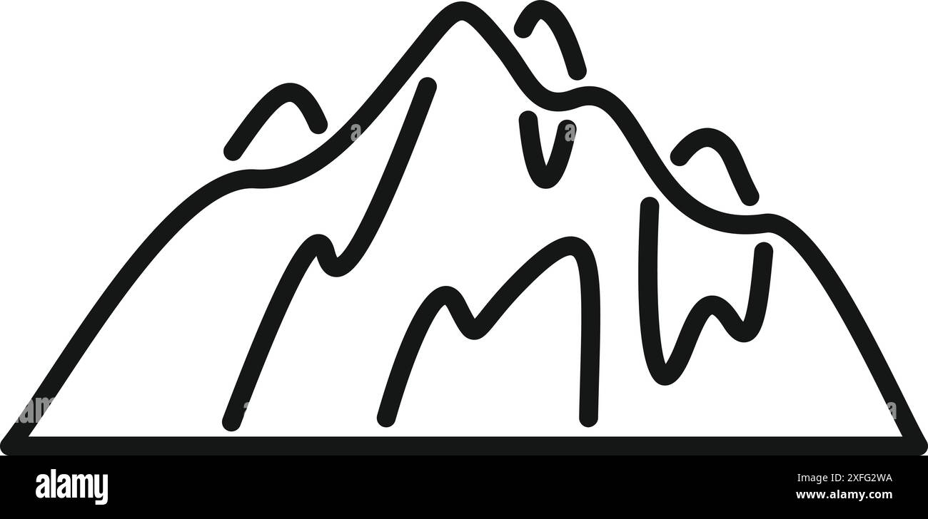 Simple minimal line art drawing of a mountain range with snow capped ...