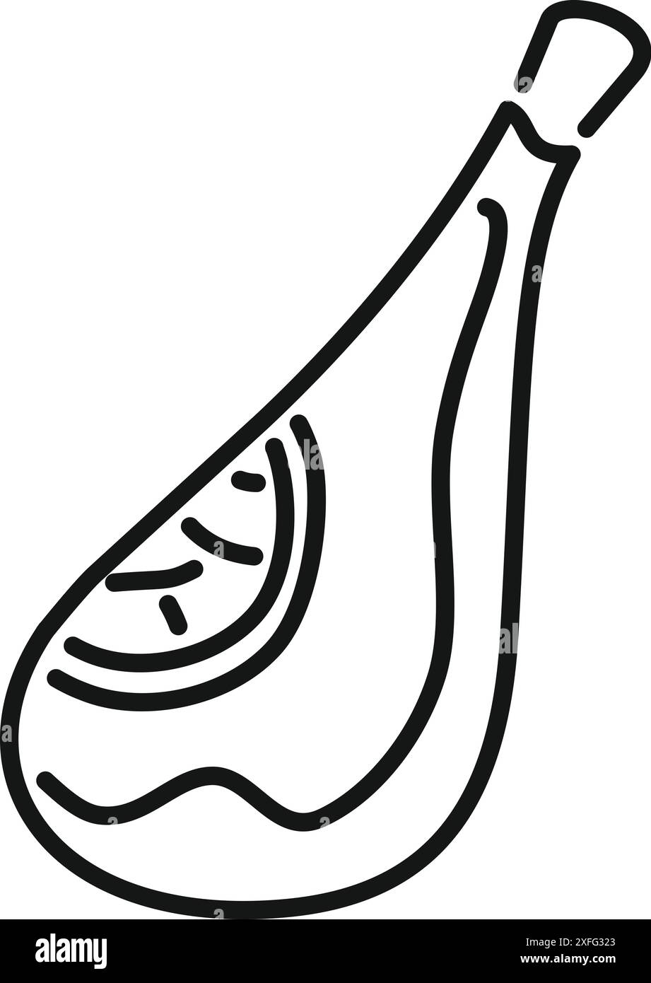 Simple line drawing icon of a spanish iberico ham leg hanging from a ...