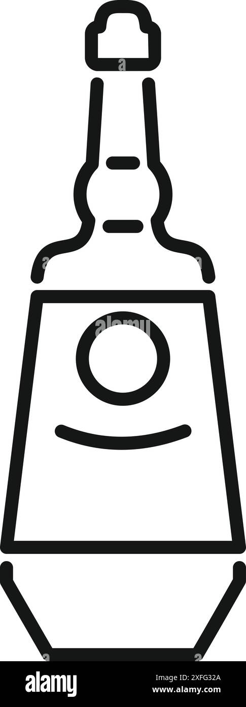 Line drawing of a bottle of liquor with a unique shape for branding ...
