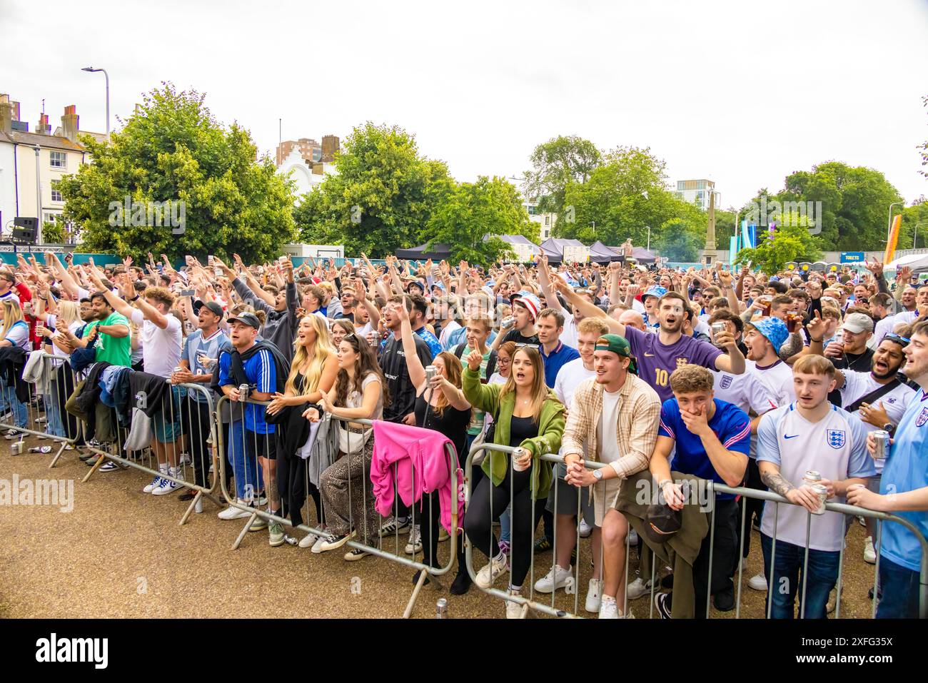 City of Brighton & Hove, East Sussex, UK. England football fans gather ...