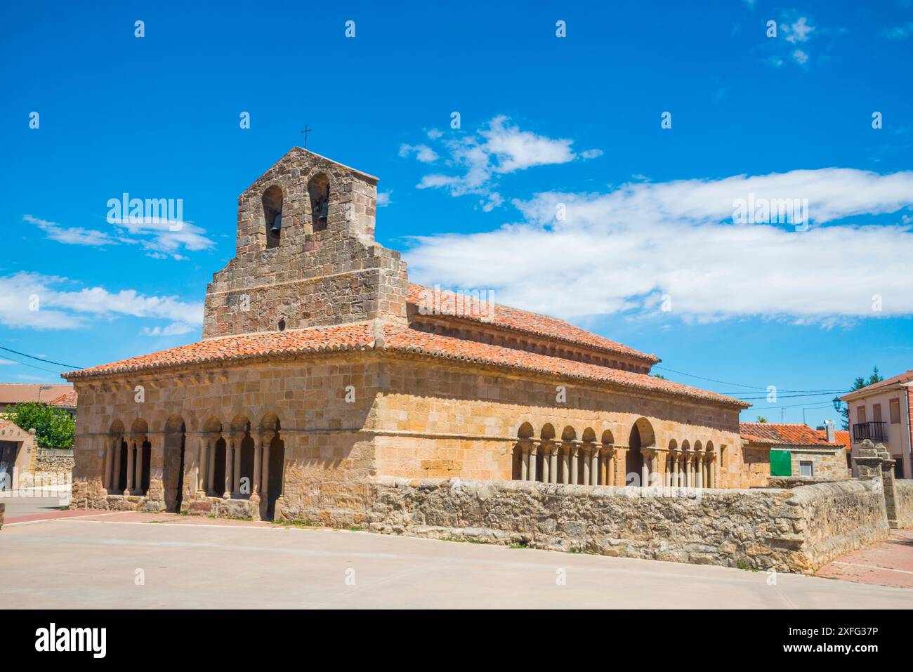 Facade of Nuestra Señora de la Asuncion. Sauca, Guadalajara province ...